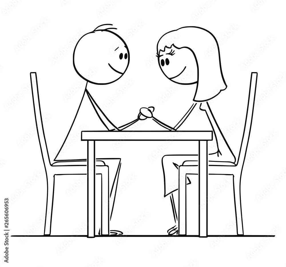 Cartoon stick figure drawing conceptual illustration of loving couple ...