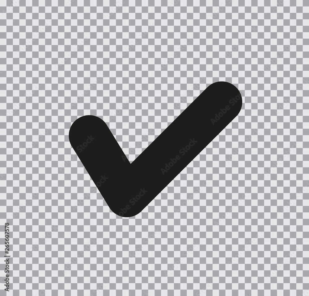 Vector flat check mark icon black on transparent background Stock ...