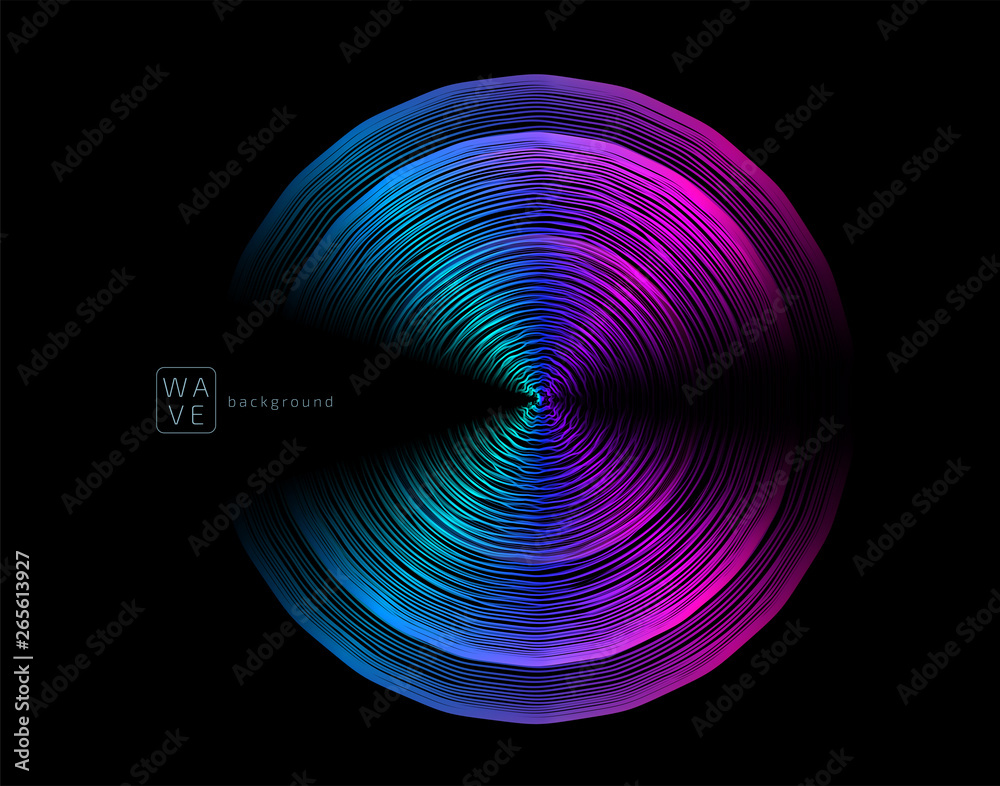 Abstract digital future wave lines vector background in circle shape ...