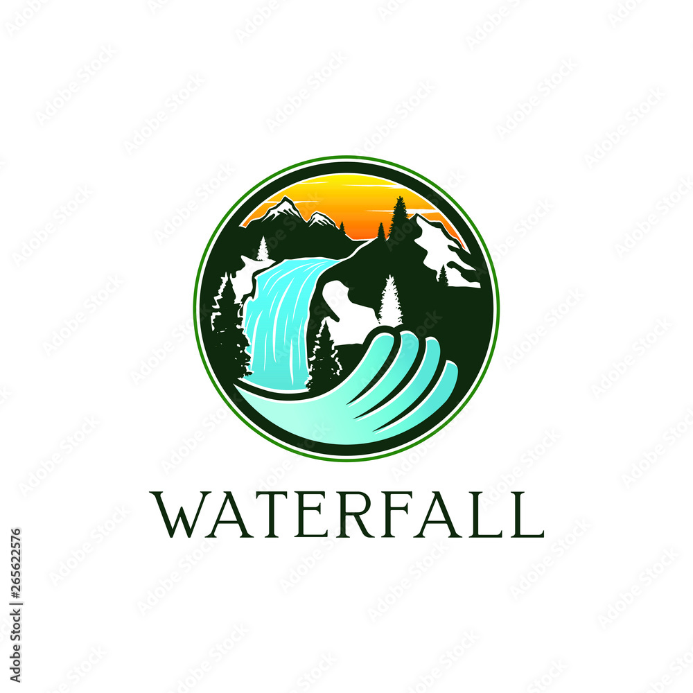 Waterfall logo design Stock Vector | Adobe Stock