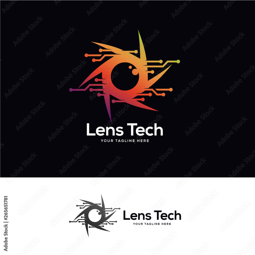 tech lens logo designs, simple line art technology logo designs Stock ...