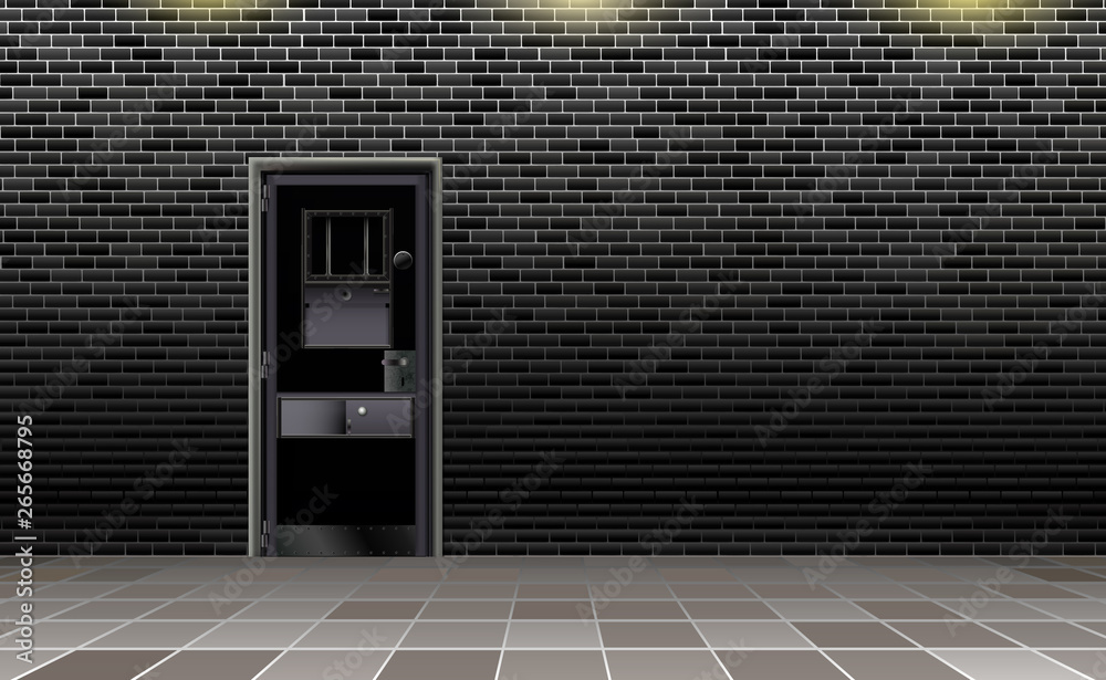 Trend european prison interior, dark background. Jail modern with metal ...