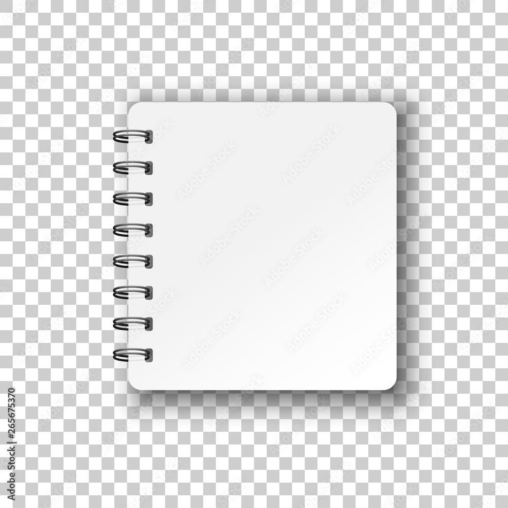Blank mock up notepad icon in transparent style. Spiral notebook ...