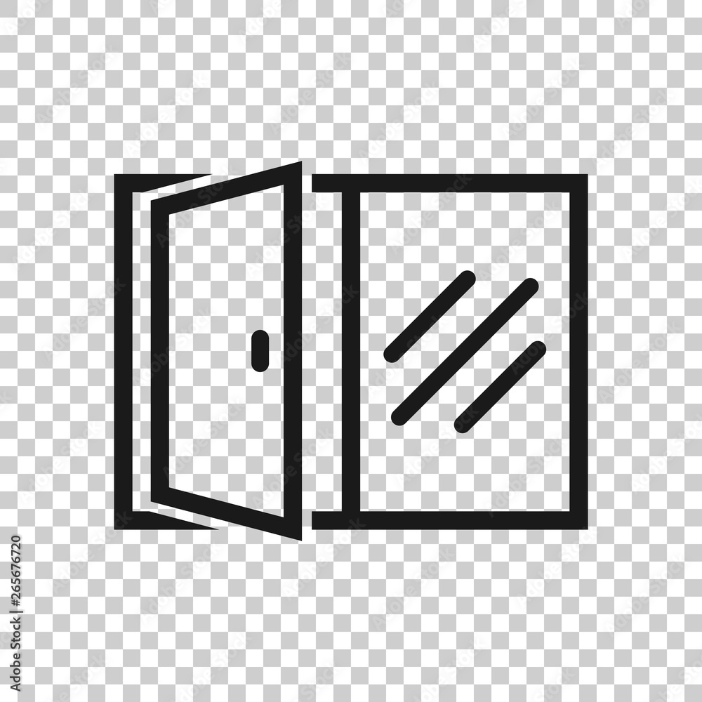 Window icon in transparent style. Exterior frame vector illustration on ...