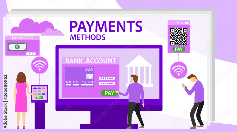 Cash money and electronic payment methods. Payment methods vector flat ...