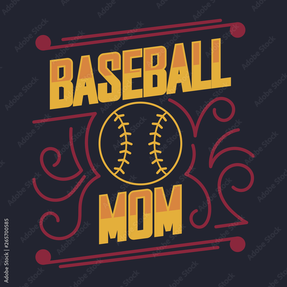 T-shirt on the sports theme. Baseball Mom. Emblem for printing on t ...