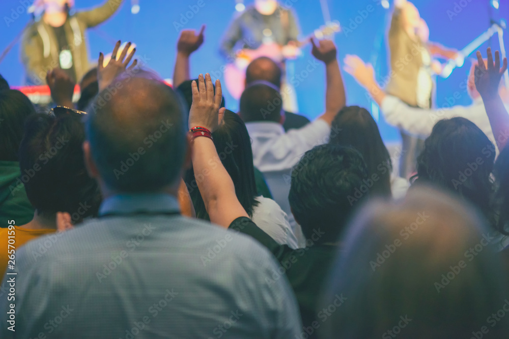 Christian congregation worship God together Stock Photo | Adobe Stock