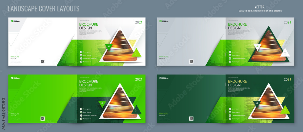 Green landscape Brochure template layout, cover design annual report ...