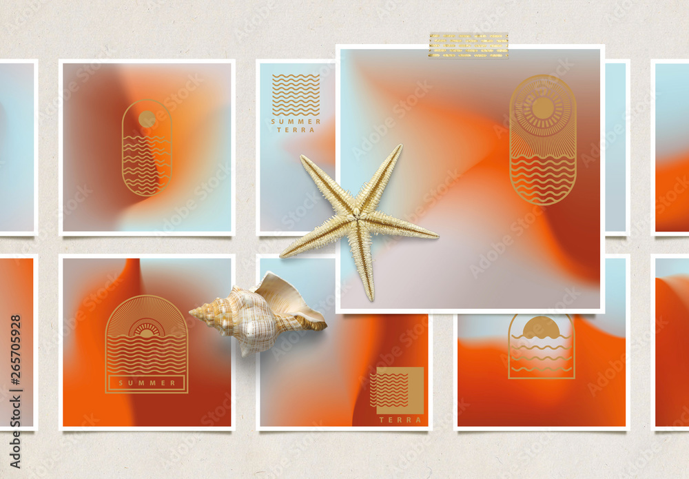 Vibrant Gradient Background Layouts in Copper and Blue with Graphic ...