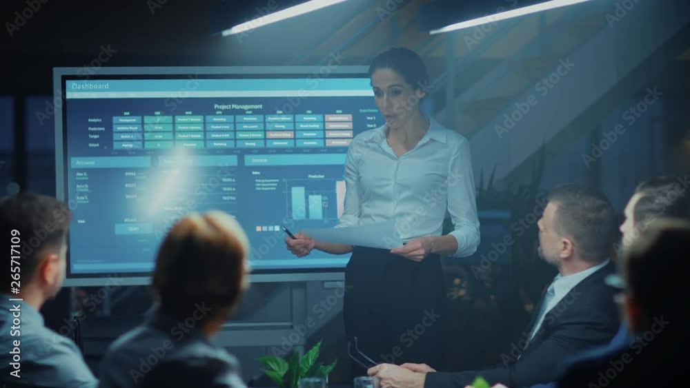 Corporate Meeting Room: Confident Female Executive Director Makes a ...