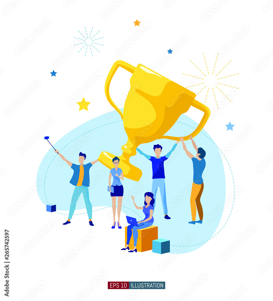 Trendy flat illustration. Best team ever concept. Goal achievement ...