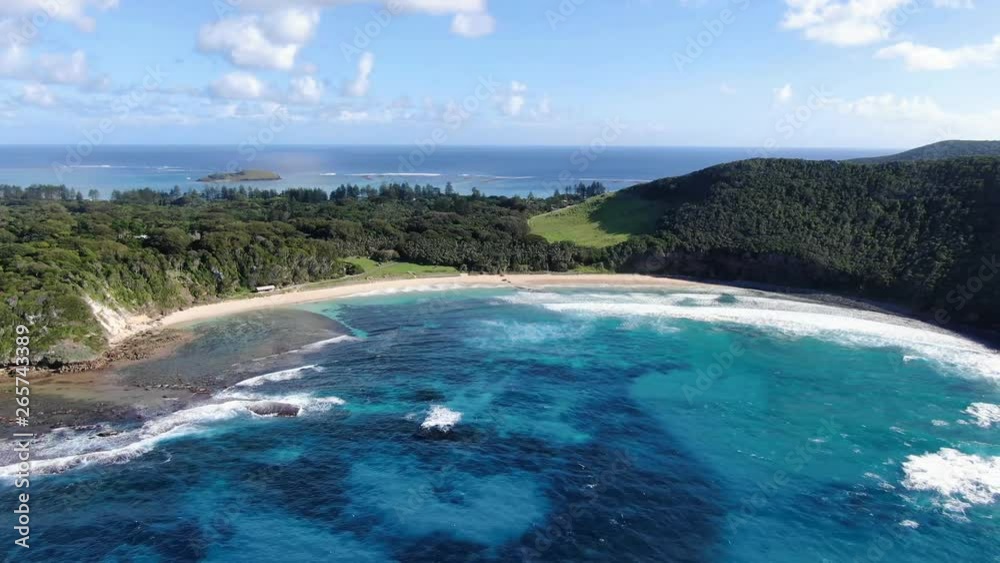 Stunning aerial 4k drone footage of Ned's Beach on Lord Howe Island, a ...