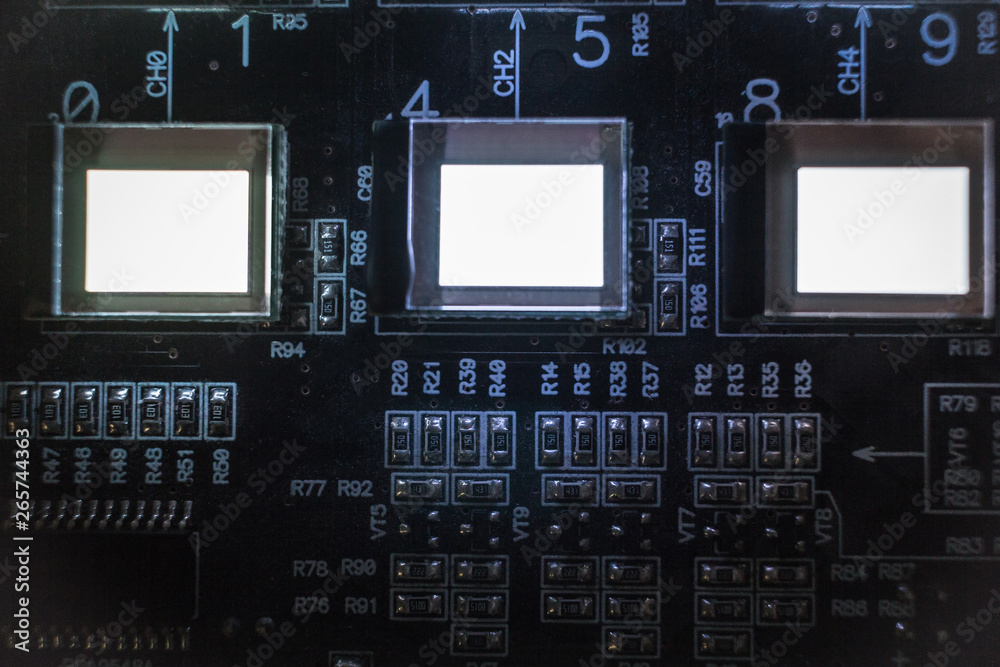 The process of checking several oled displays on the test station ...