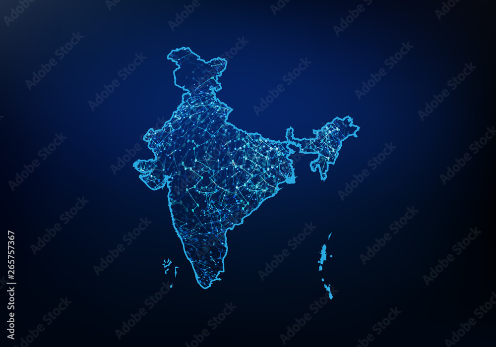 Abstract of india map network, internet and global connection concept ...