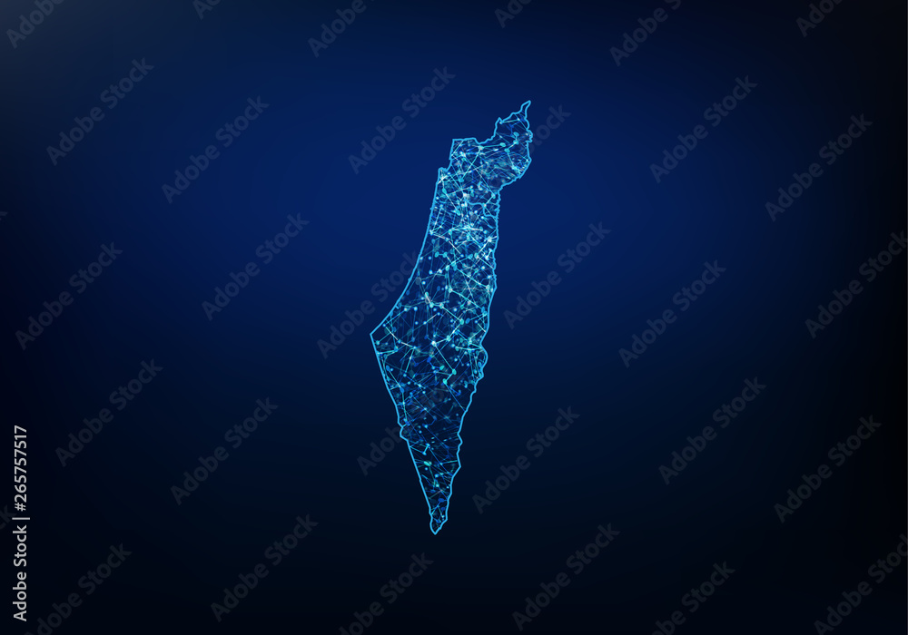 Abstract of israel map network, internet and global connection concept ...