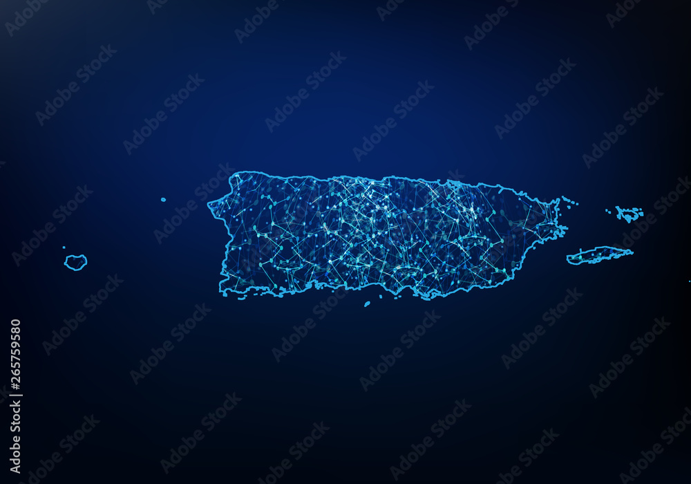 Abstract of Puerto Rico map network, internet and global connection ...