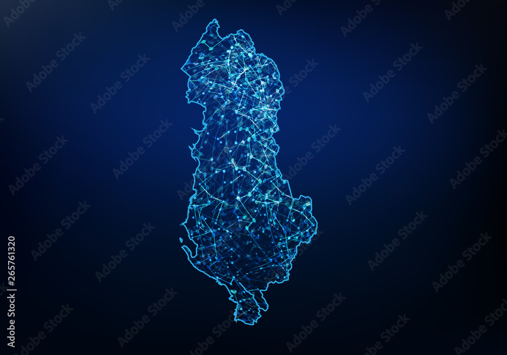 Abstract of albania map network, internet and global connection concept ...