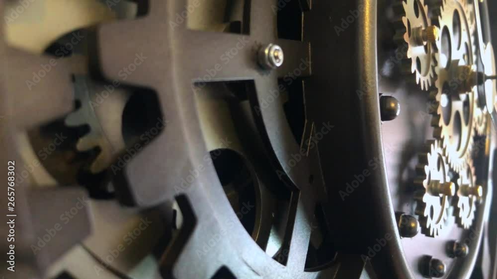 Close up shallow view from left to right in slow motion of vintage ...