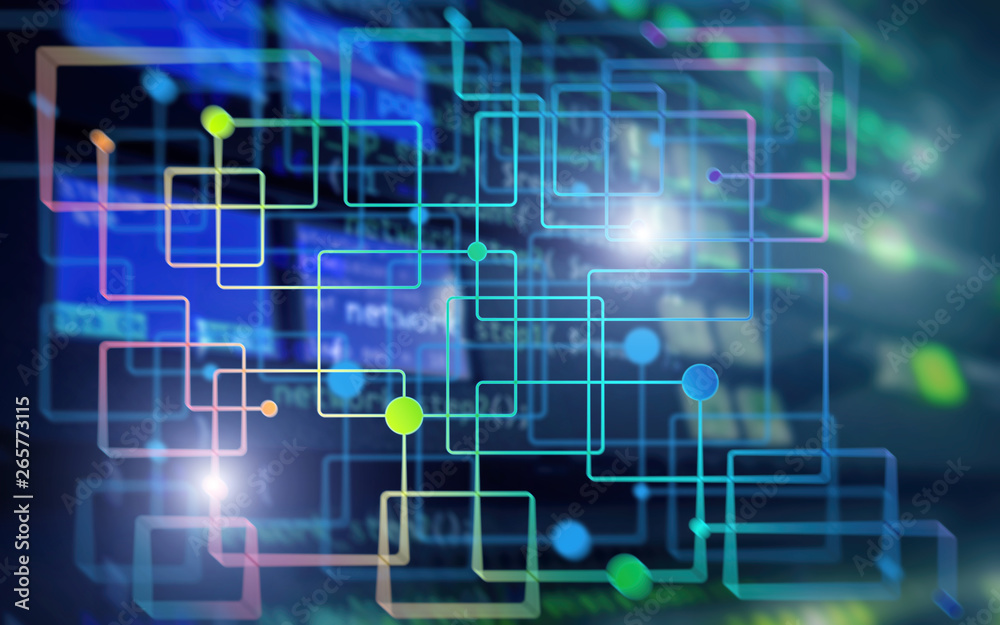 Abstract modern data center room. Electronic computer hardware ...