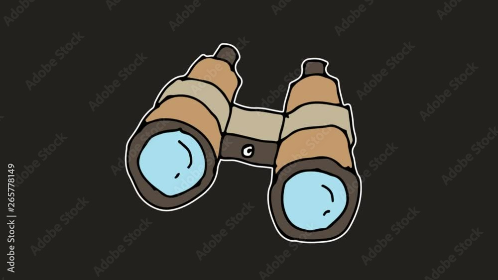 kids drawing black screen with theme of two lens binoculars Stock Video ...