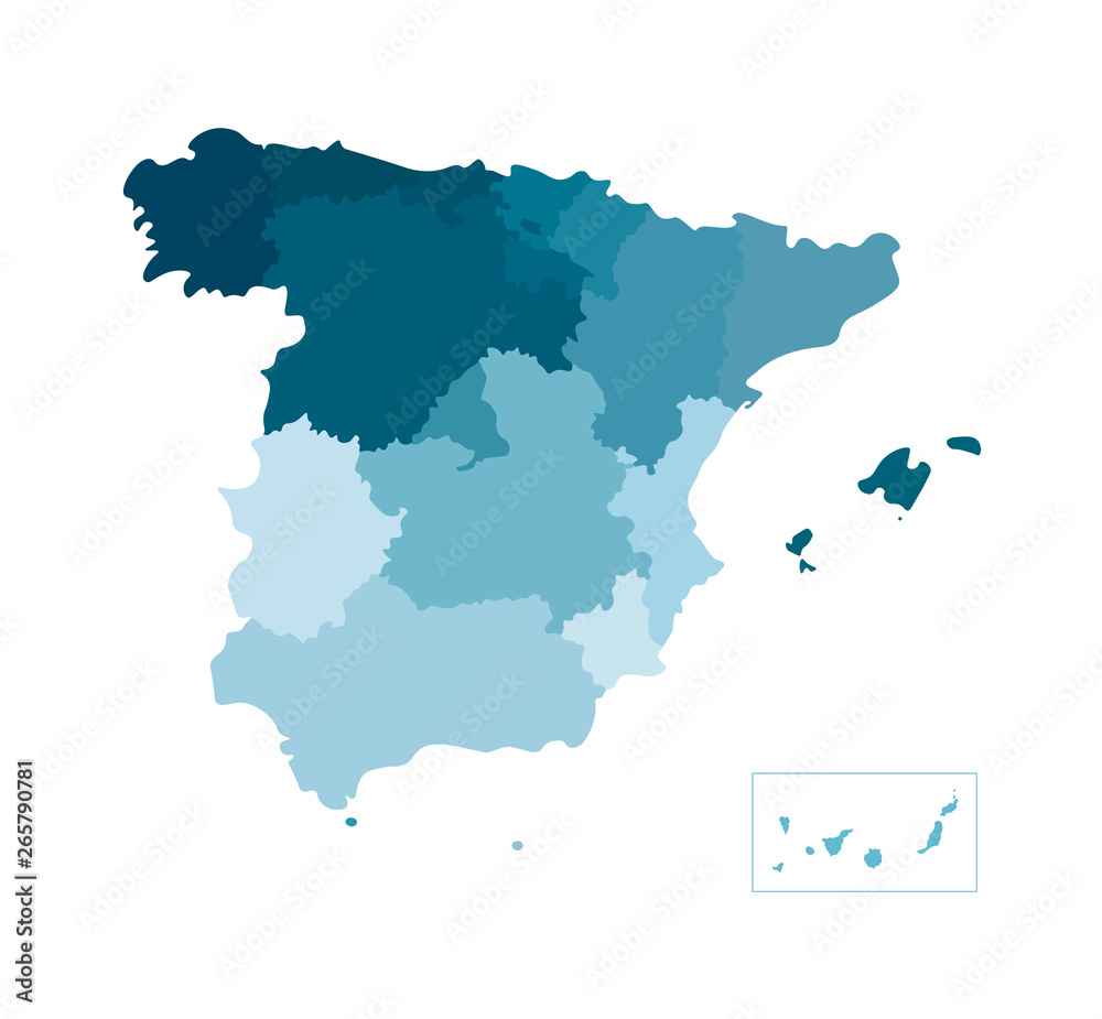 Vector isolated illustration of simplified administrative map of Spain ...