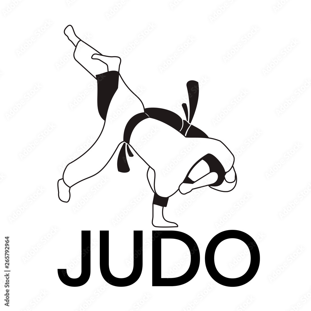 Judo vector illustration. Simple logo for judo. Fighter symbol flat ...
