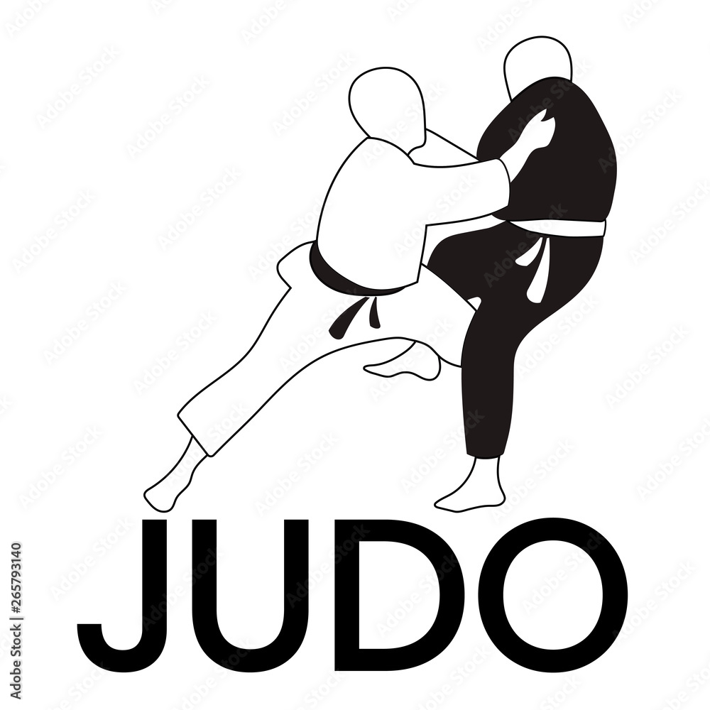 Judo vector illustration. Simple logo for judo. Fighter symbol flat vector sign isolated on ...
