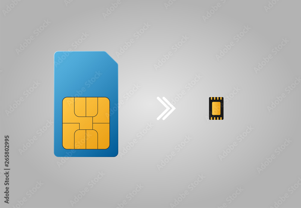 Sim card and e-Sim icons. Integrated Sim Card. Means of communication ...