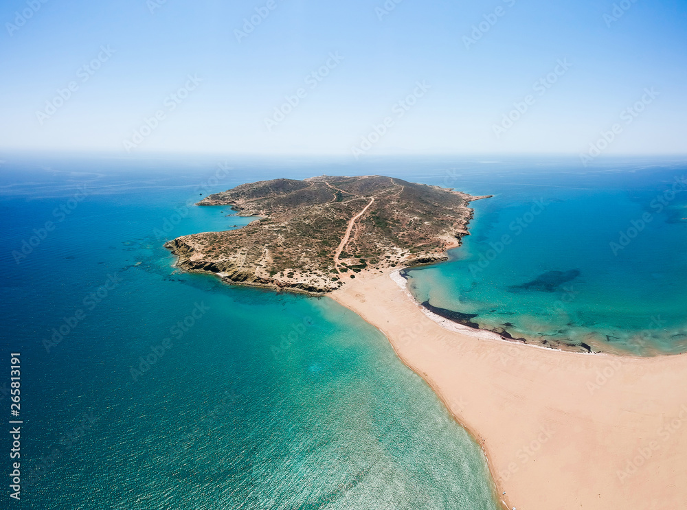 Fotka „Aerial birds eye view drone photo Prasonisi on Rhodes island ...