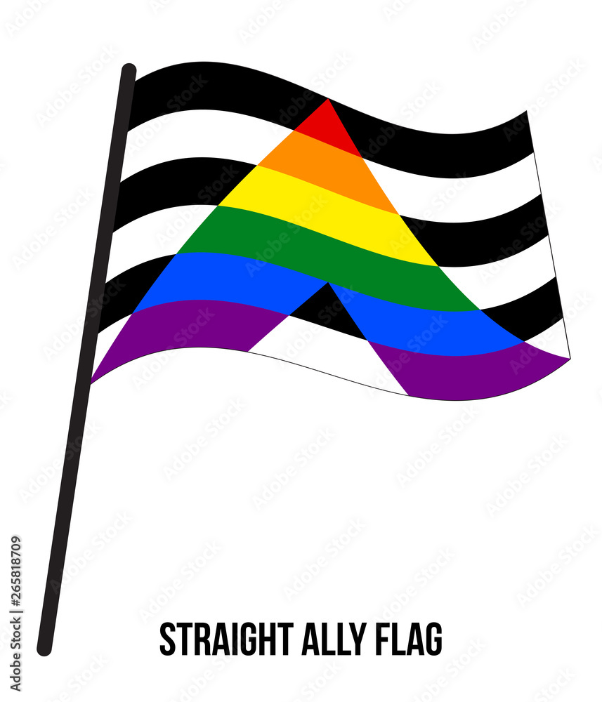 Straight Ally Flag Waving Vector Illustration Designed with Correct ...