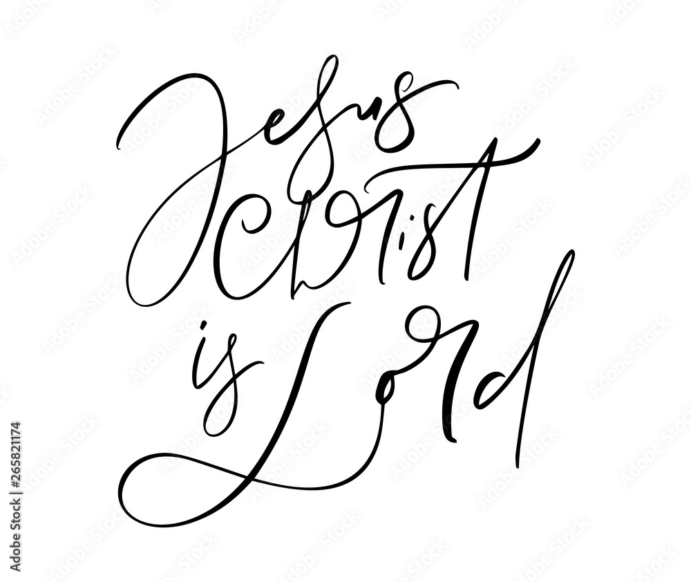 Vecteur Stock Jesus Christ is Lord hand written vector calligraphy ...