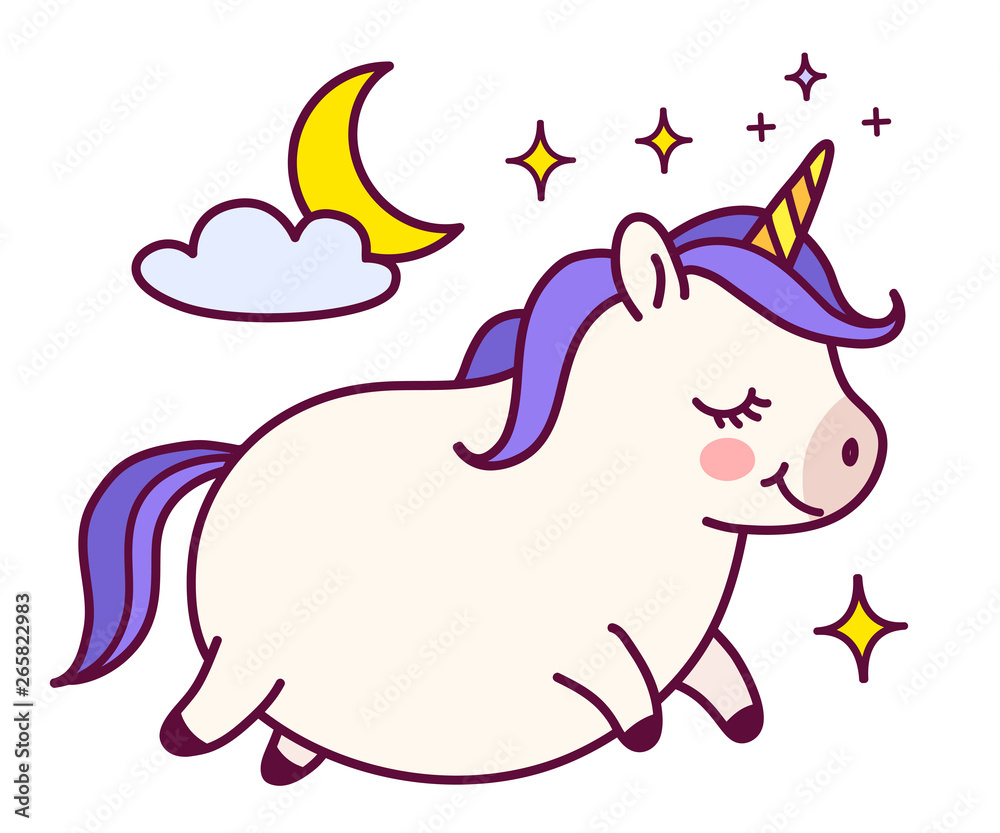 Cute Fat Cartoon Unicorn