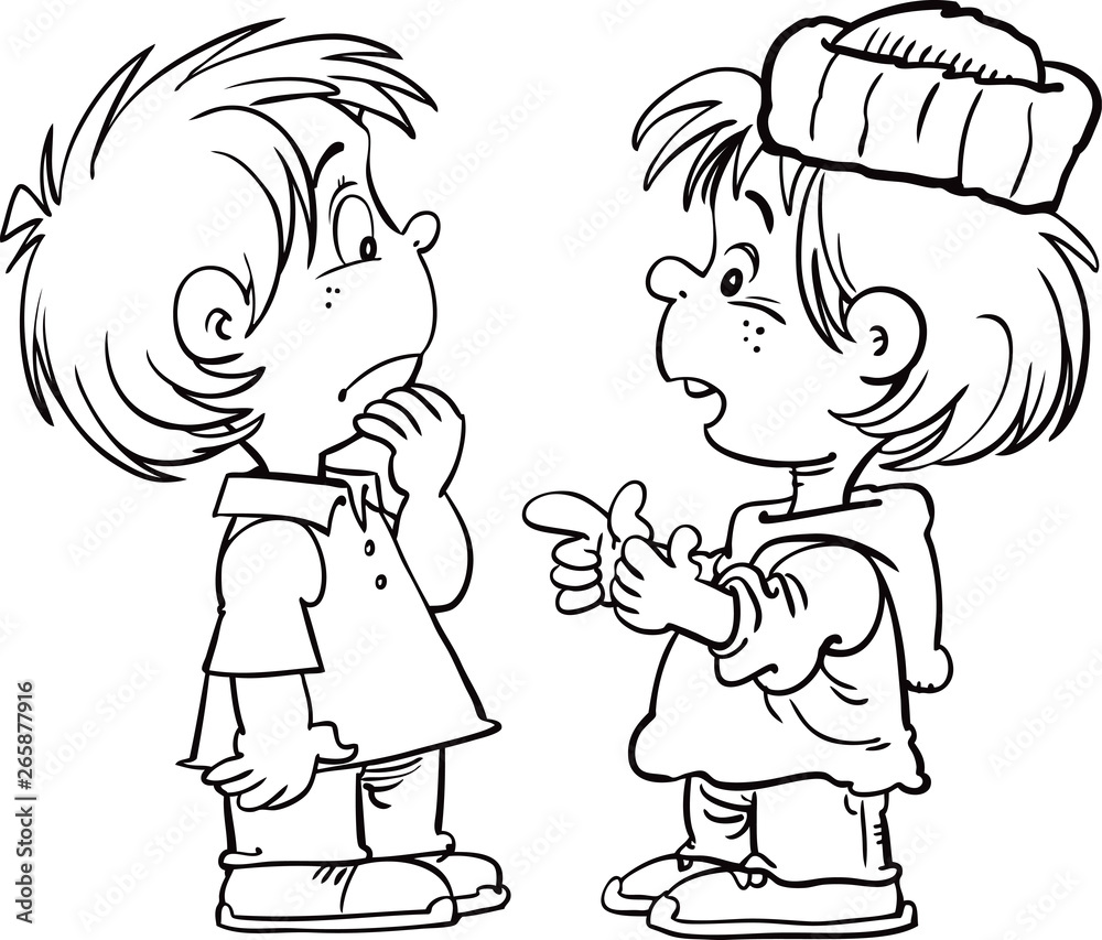 two boys talking Stock Vector | Adobe Stock
