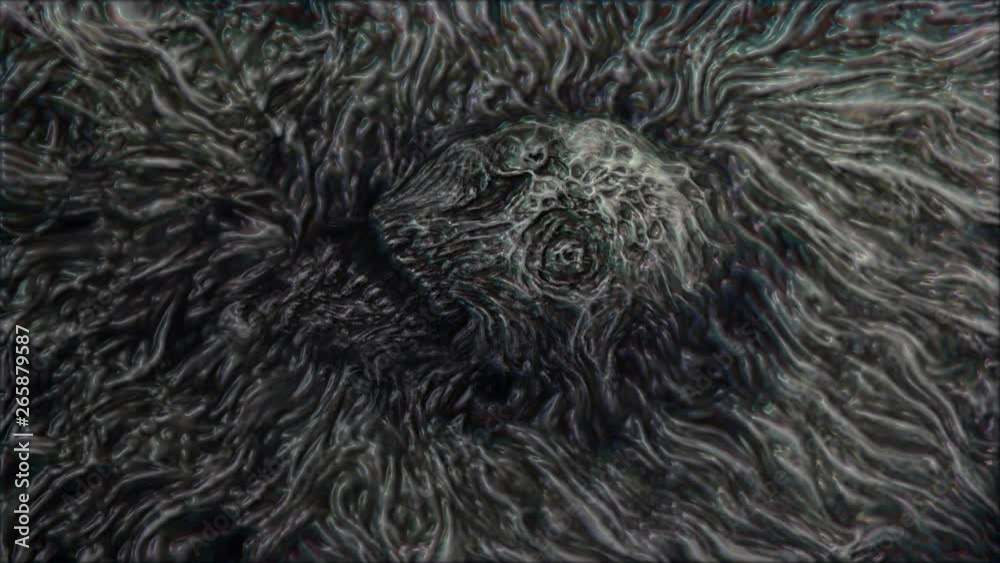 Zombie skull face in dark water. Animation in horror fantasy genre. Vj ...