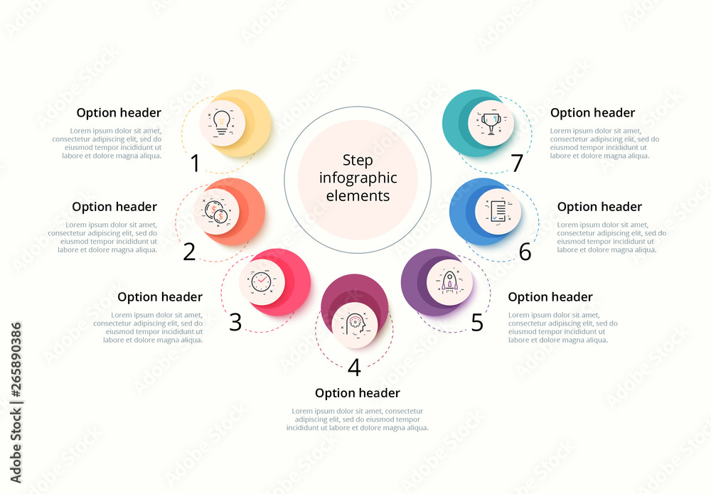 7 Step Infographic with Icons and Circles Stock Template | Adobe Stock