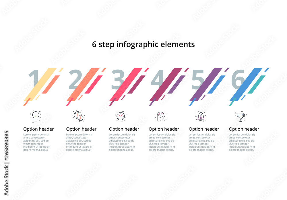 6 Step Infographic with Lines and Icons Stock Template | Adobe Stock