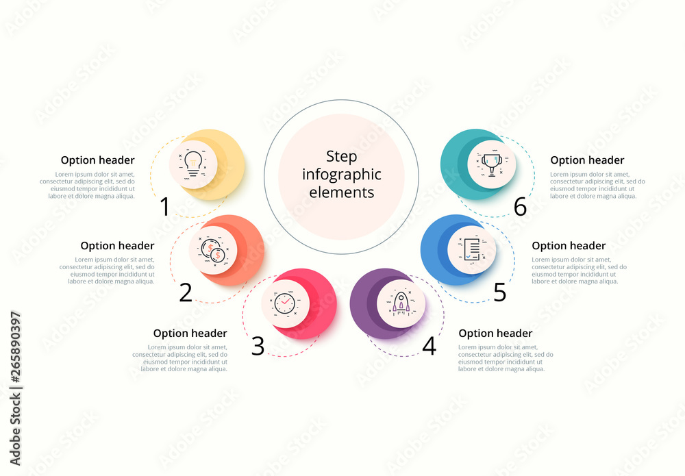 6 Step Infographic with Icons and Circles Stock Template | Adobe Stock