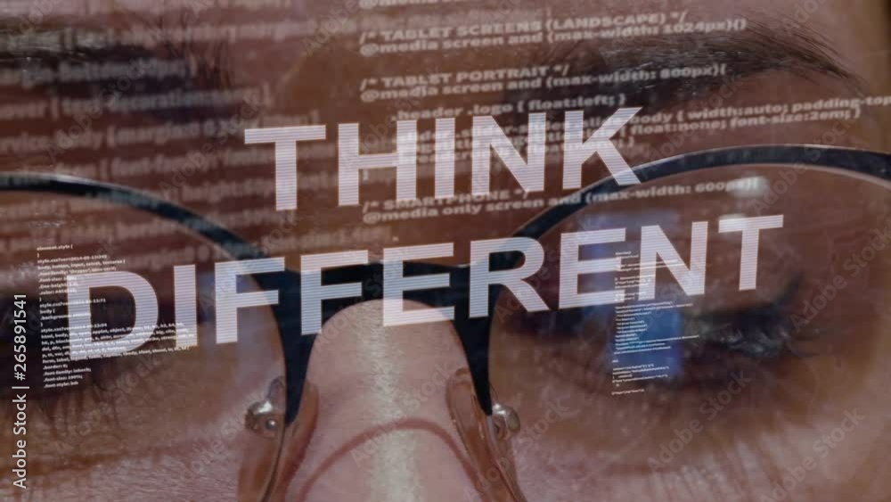 Vidéo Stock Think different text on the background of female software ...