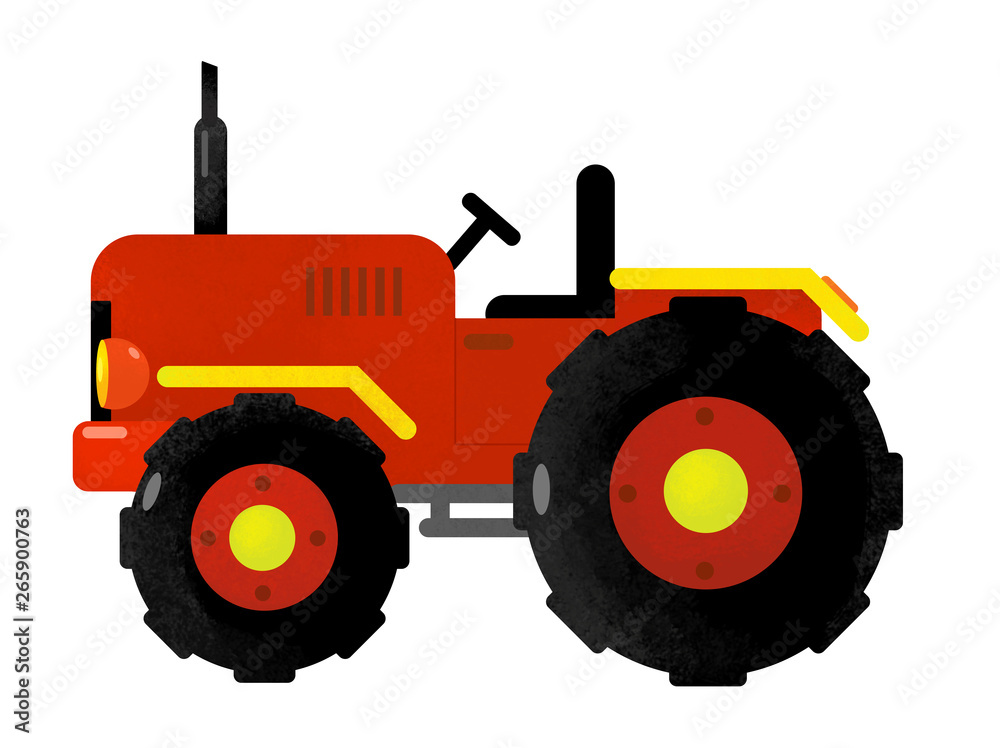 cartoon isolated farm vehicle on white background - tractor ...