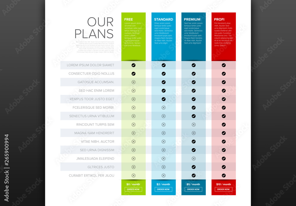 Multicolored Price Tier Infographic Stock Template | Adobe Stock
