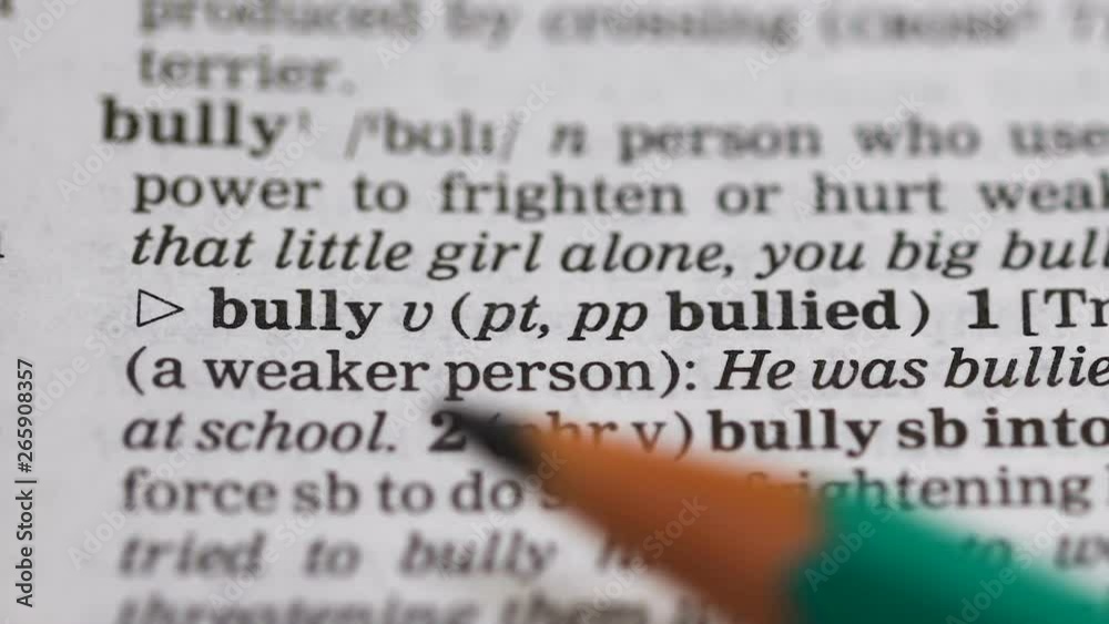 Bully, word in english vocabulary, person using force to humiliating ...