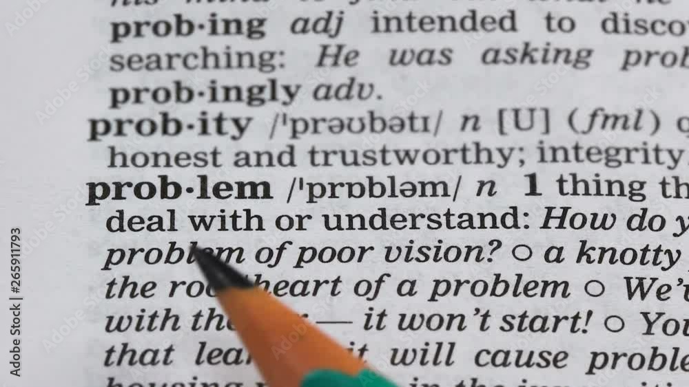 Problem, pencil pointing word in english vocabulary solving complicated ...