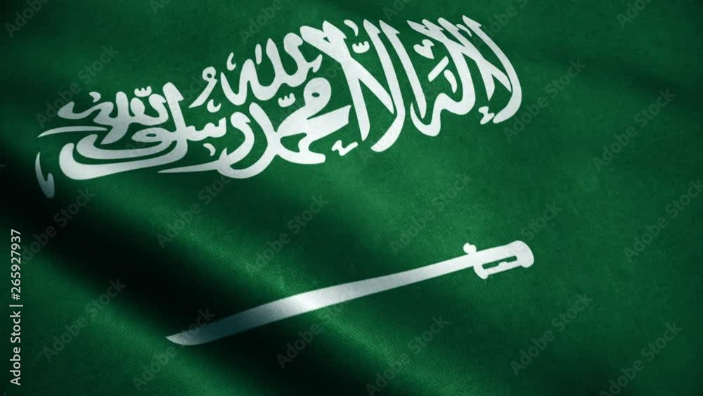 3d Animation of Saudi Arabia flag. Realistic Saudi Arabia Flag waving ...