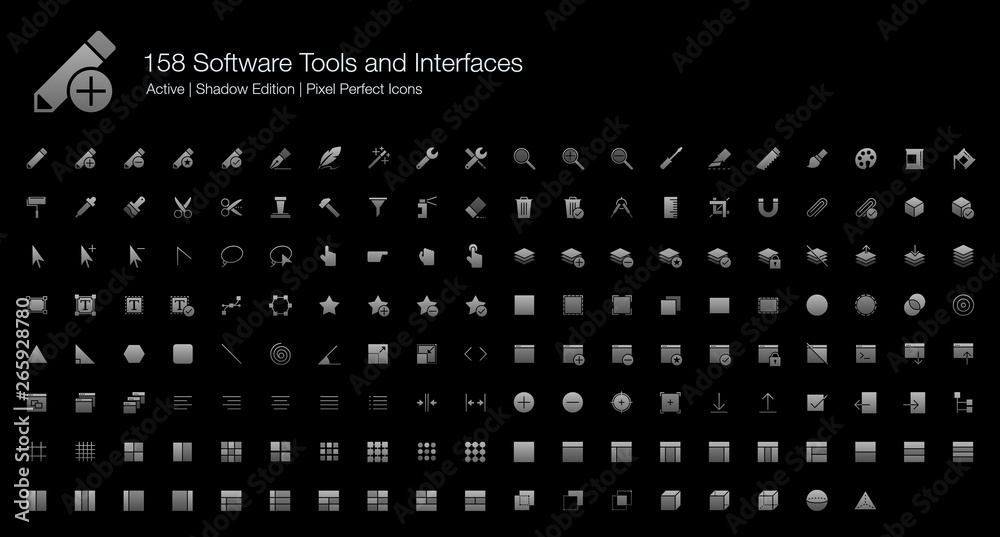 158 Software Tools and Interfaces Pixel Perfect Icons (Filled Style ...