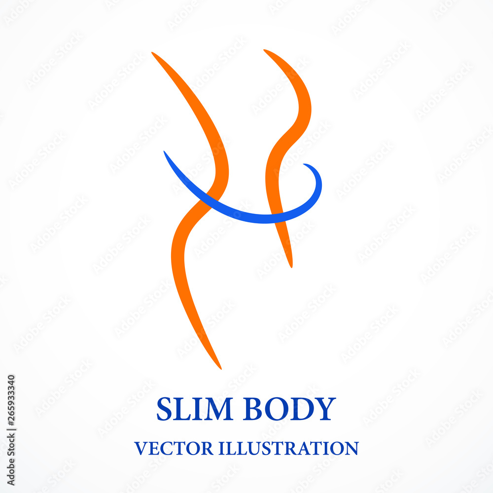 Contour fitness pattern with slim body, vector Stock Vector | Adobe Stock