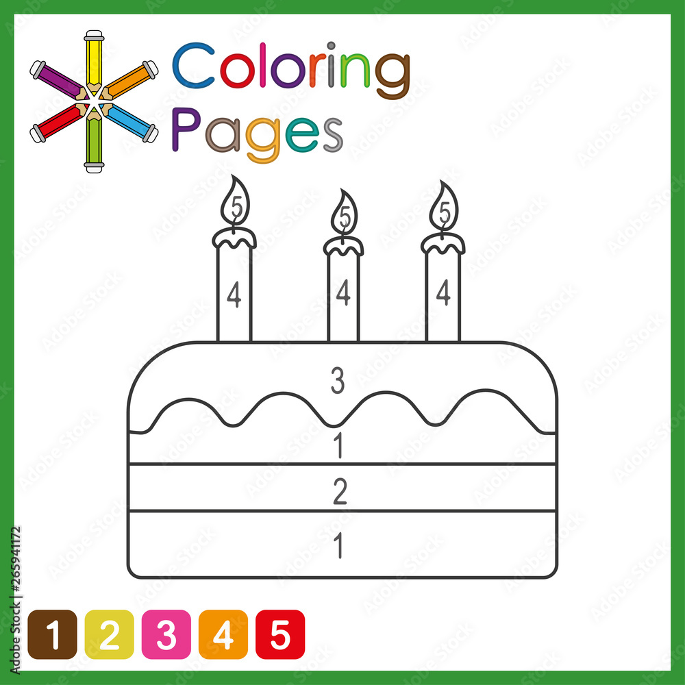 coloring page for kids, color the parts of the object according to ...