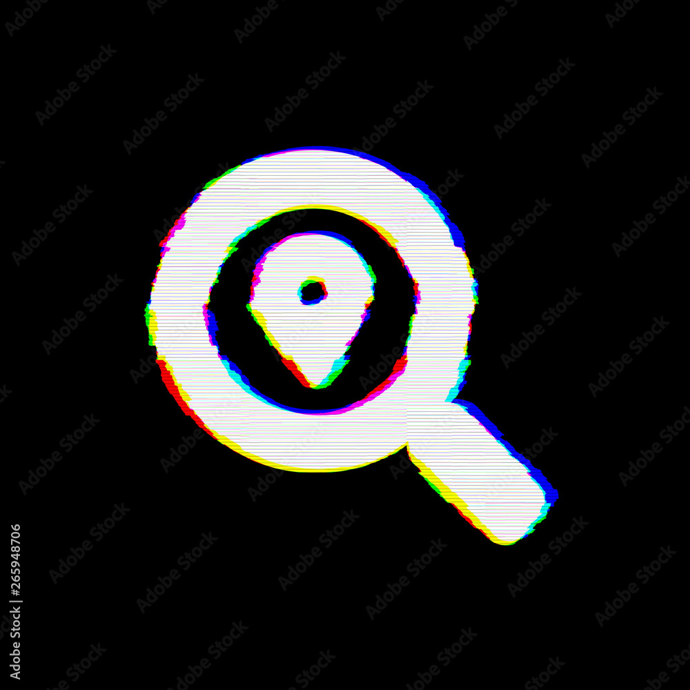 Symbol search location has defects. Glitch and stripes ilustración de ...