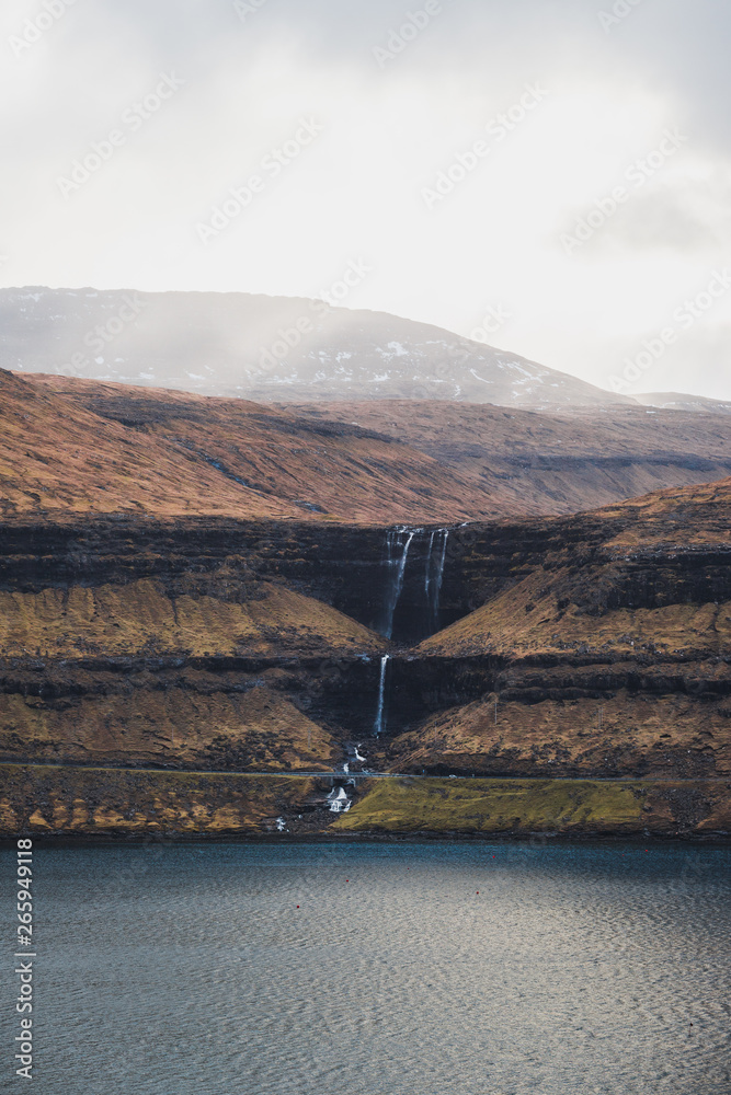 Fossá waterfall - largest waterfall on the Faroe Islands - on Streymoy ...