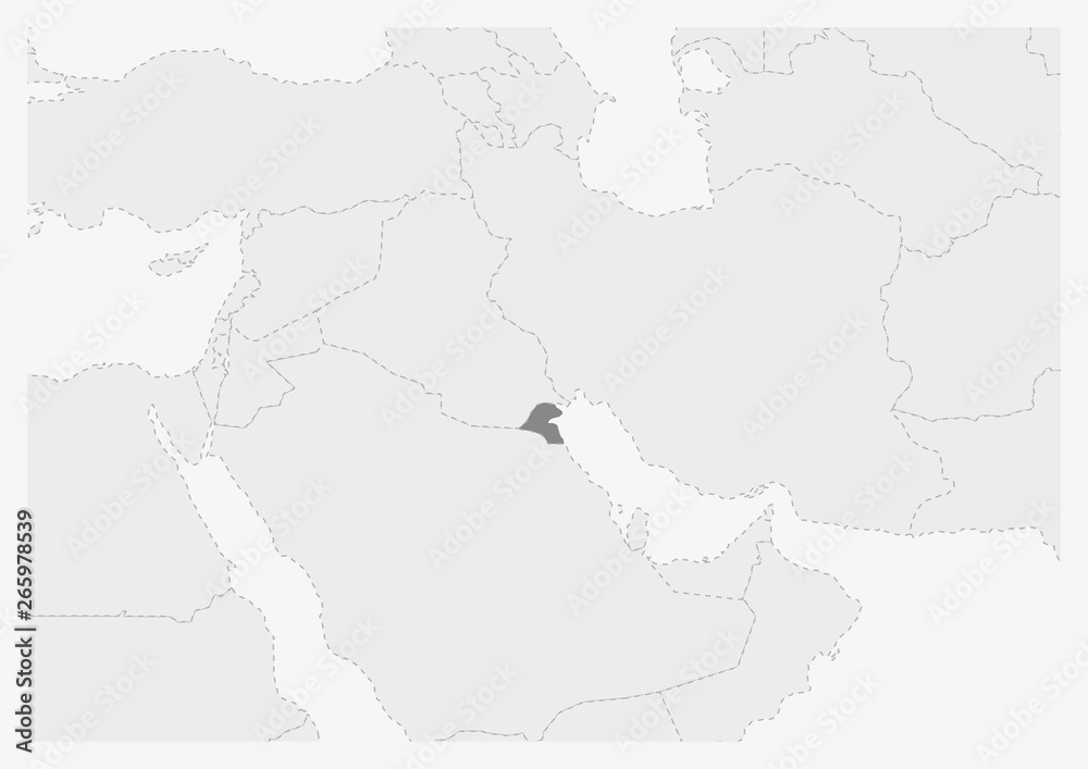 Map of Middle East with highlighted Kuwait map Stock Vector | Adobe Stock