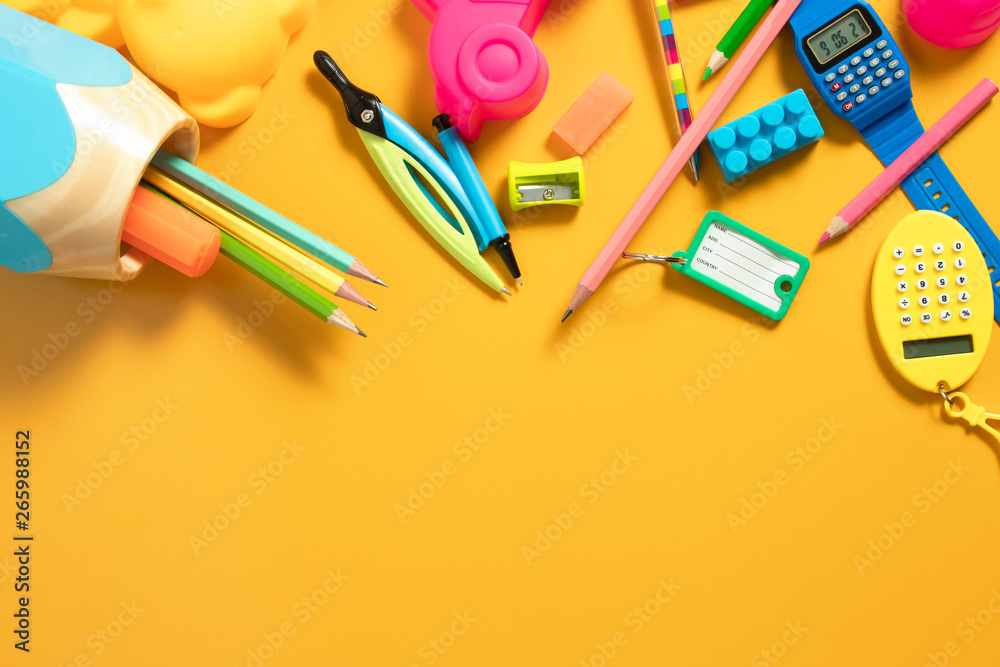 back to school stationery colorful tool object for study in classroom ...